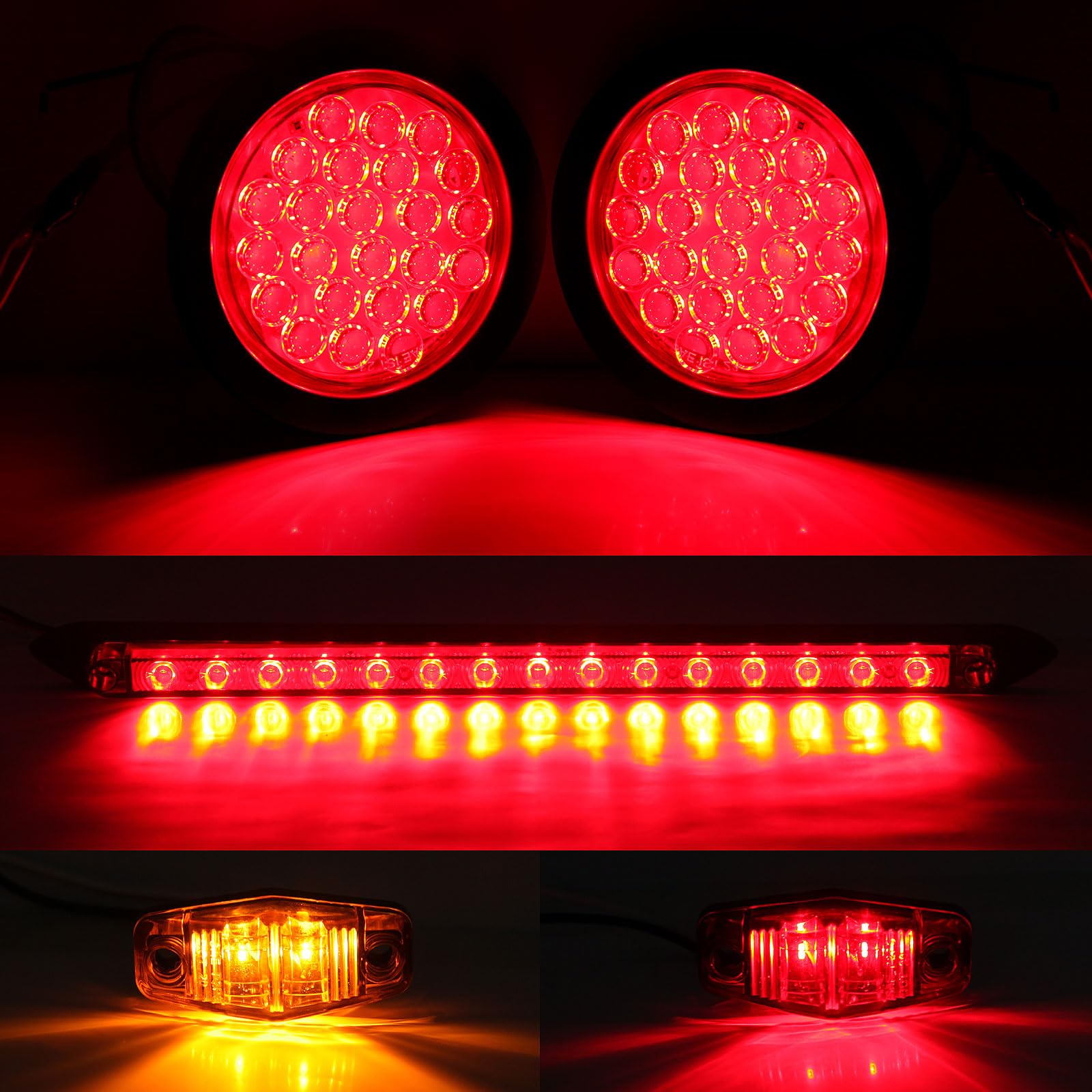 Snapklik.com : 4" Inch Round Led Trailer Tail Lights Kit, 4" Round Led Stop Turn Tail Lights ...