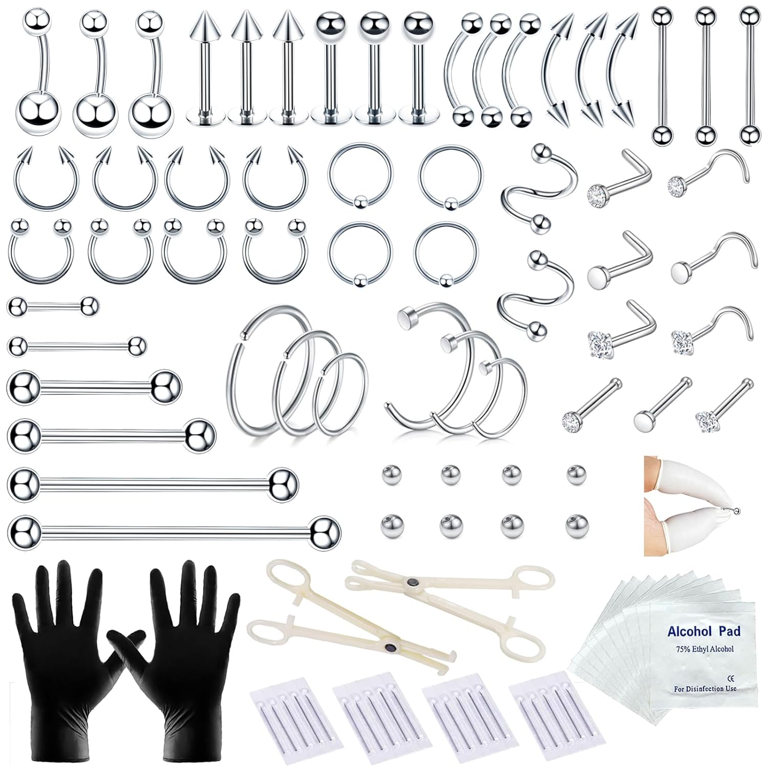 Amazon.com: A-minusone 98 PCS Piercing Kit for All Body Piercings ...