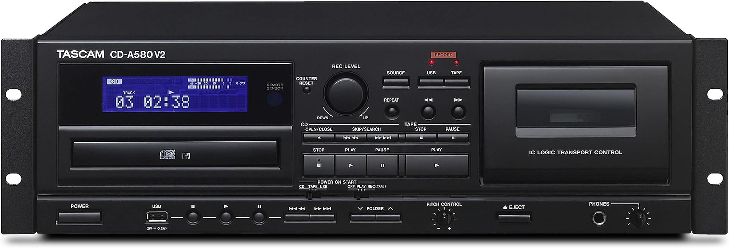 Tascam CD Player, Cassette Deck and USB Recorder, CD-A580 v2 : Amazon ...