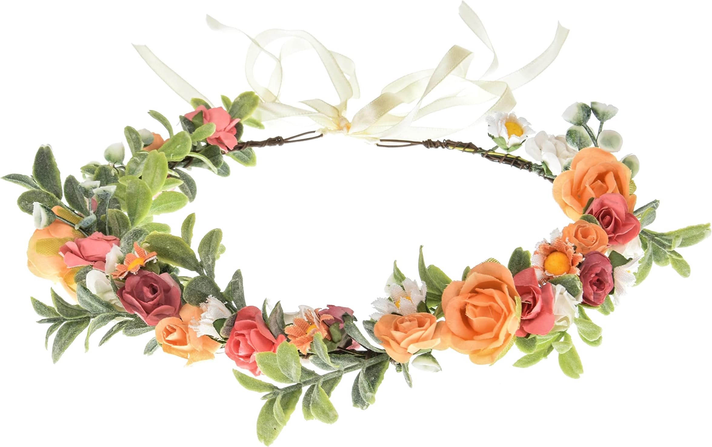Amazon.com : Eralove Christmas Wedding Flower Crown Boho Bridal Flower ...