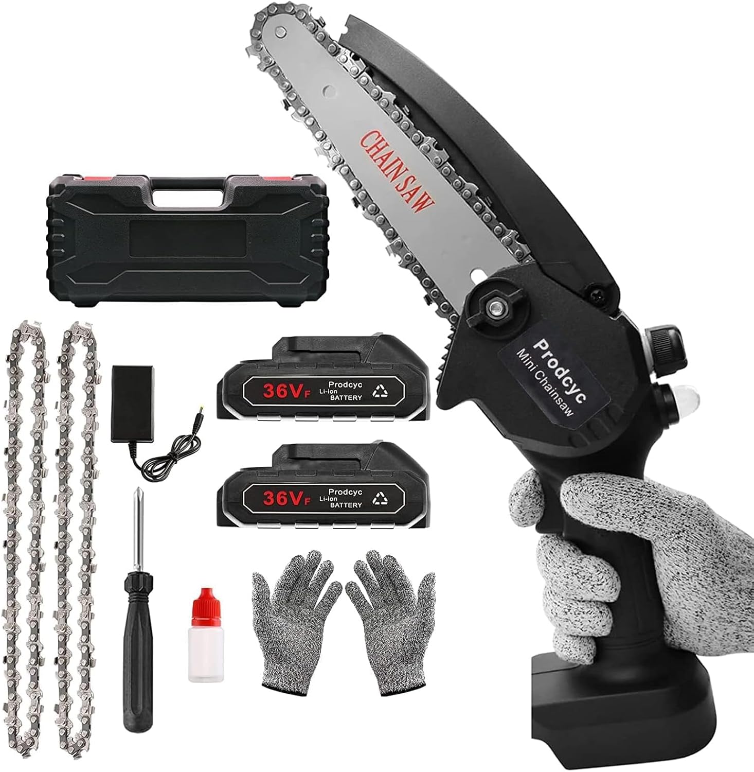 Prodcyc Cordless Mini Chainsaw 6 Inch Battery Powered Portable Electric ...