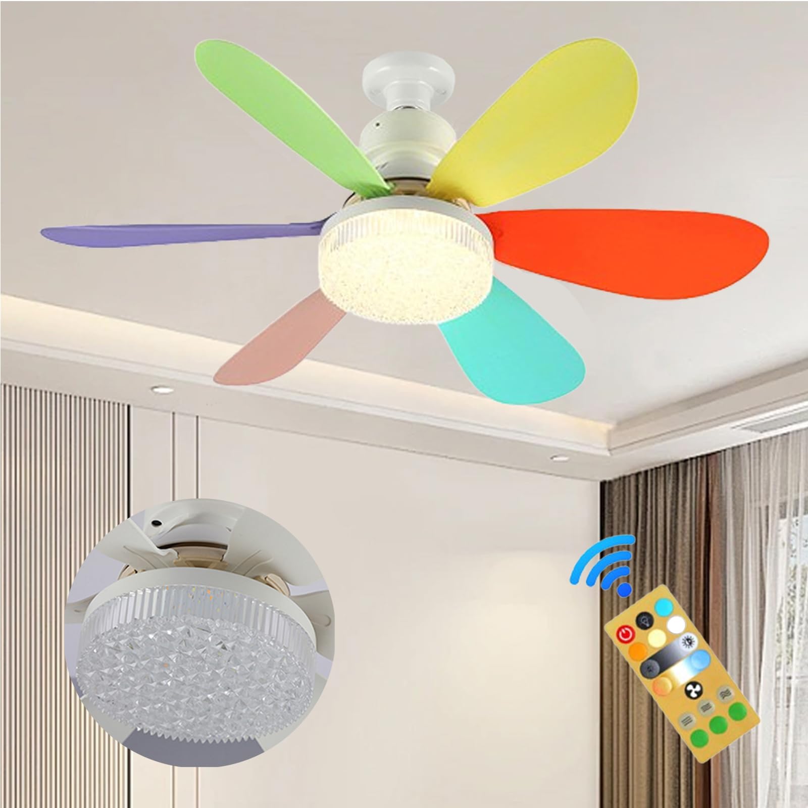 Aychingye Socket Ceiling Fan with Light, E26/27 Mini Socket Detachable ...