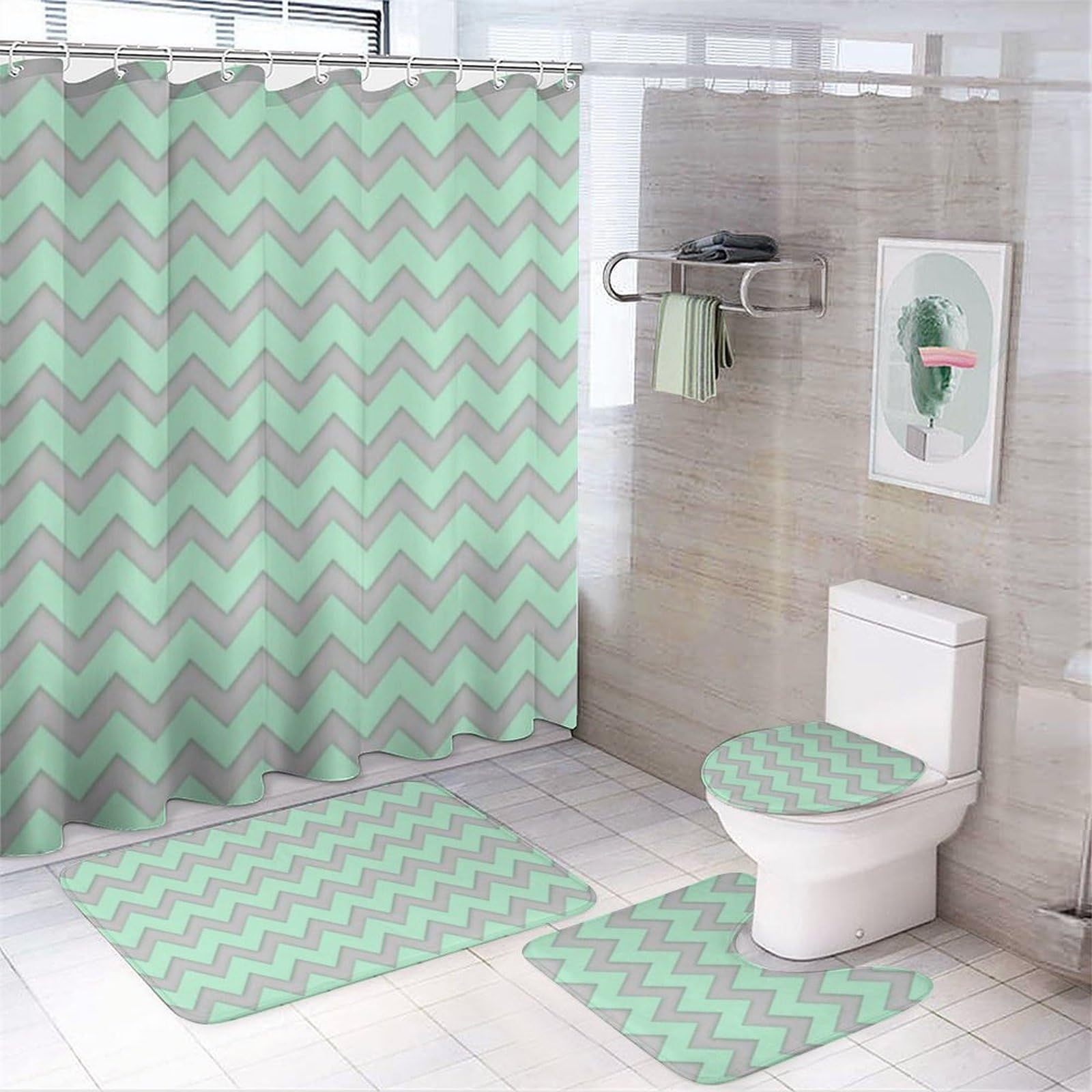Mint And Gray Chevron Pattern