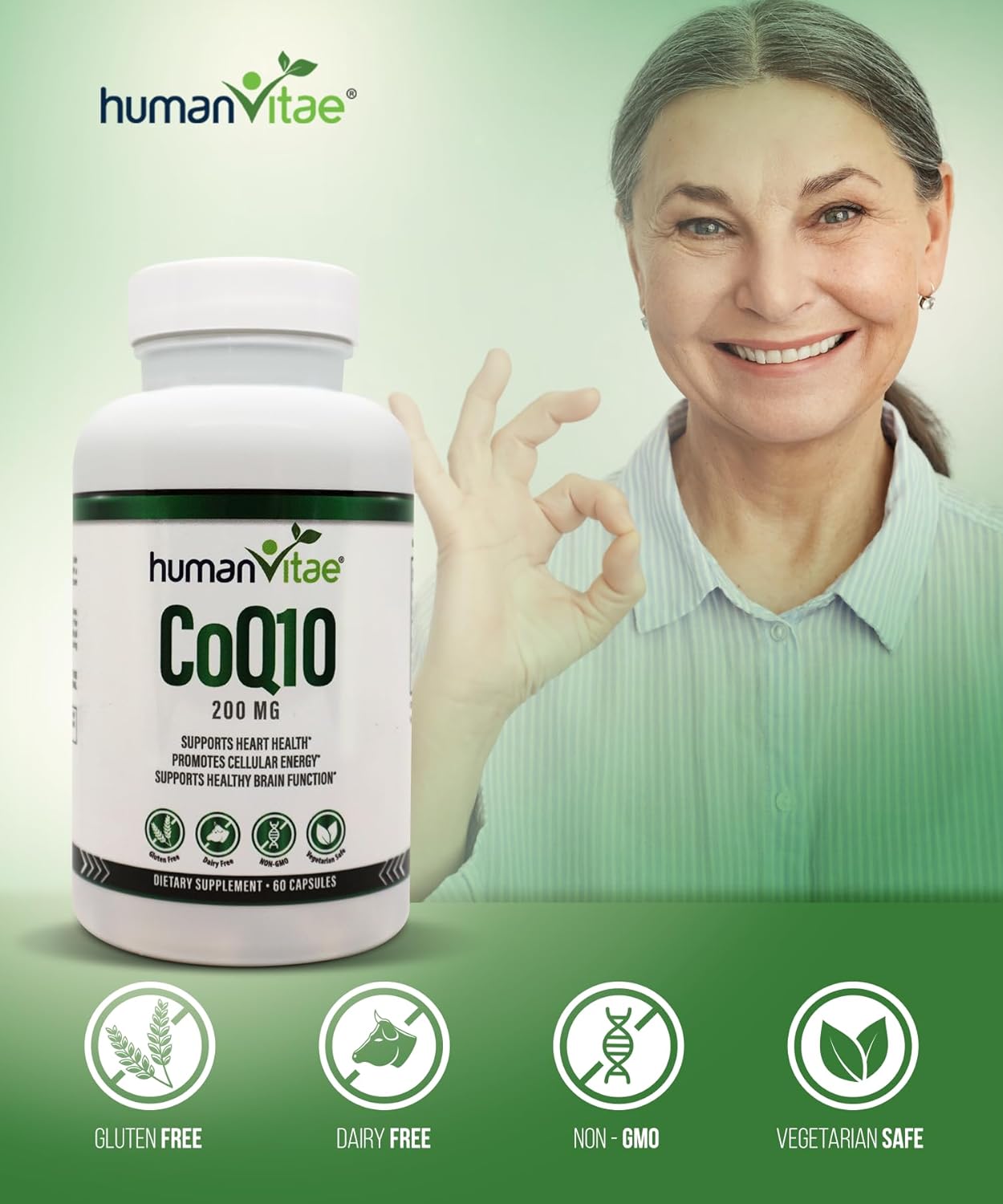 Premium CoQ10 200 mg – 60 cápsulas para la salud del corazón y el apoyo ...