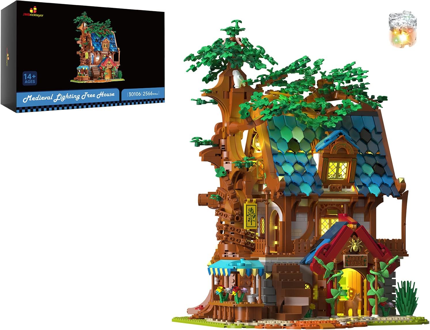 JMBricklayer Medieval Lighting Tree House Building Block Kit, Street ...