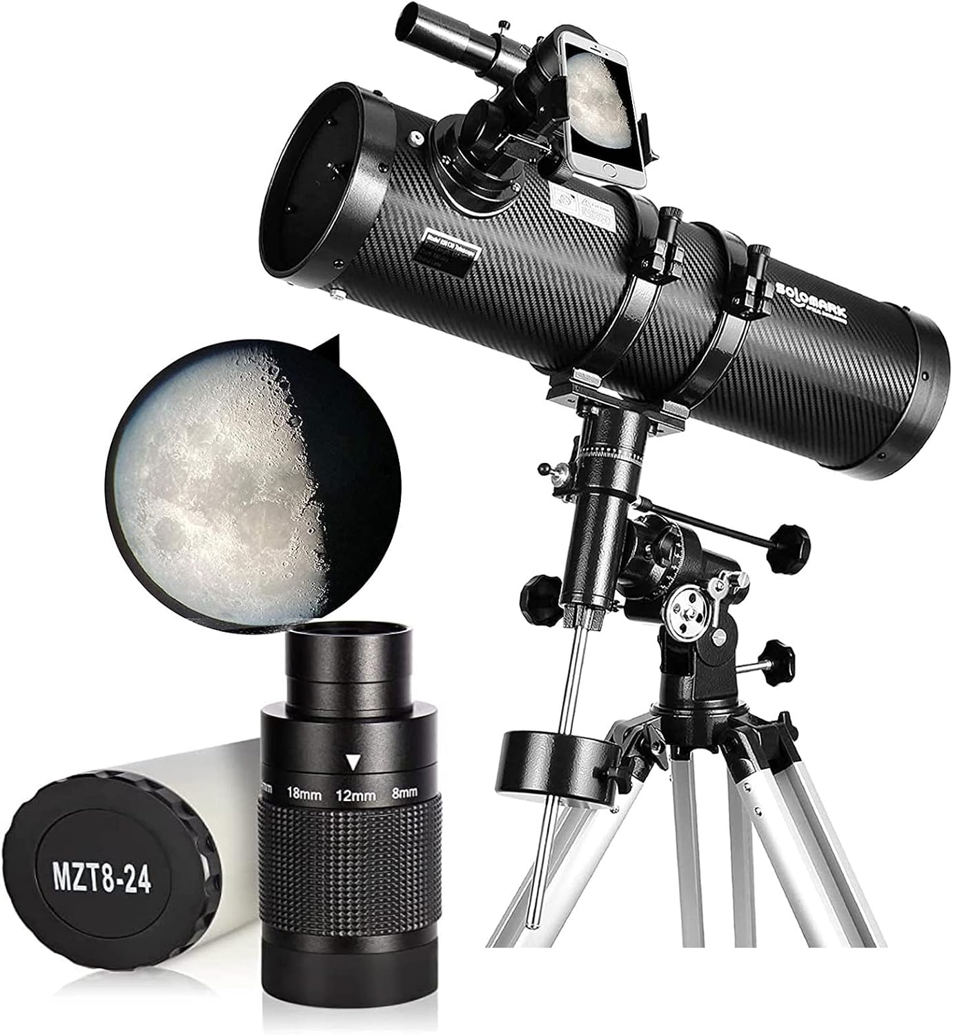 Amazon.com : SOLOMARK Telescope 130650EQ, Telescopes for Adults and 1 ...