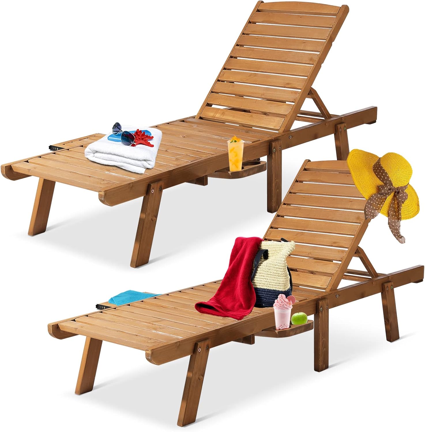 Amazon.com: FURNDOOR Outdoor Chaise Lounge Set of 2, Adjustable Pool ...