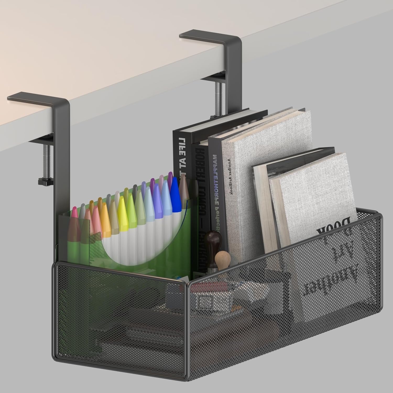 Amazon.com: orbixa Under Desk Storage Organizer Clamp-On,Mesh Metal 3 ...