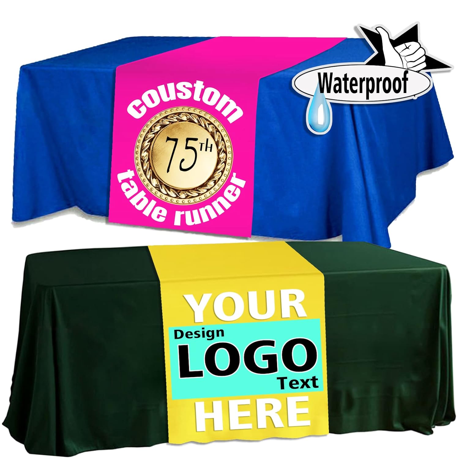 Custom Tablecloths with Business Logo or Text, Personalized Tablecloth ...