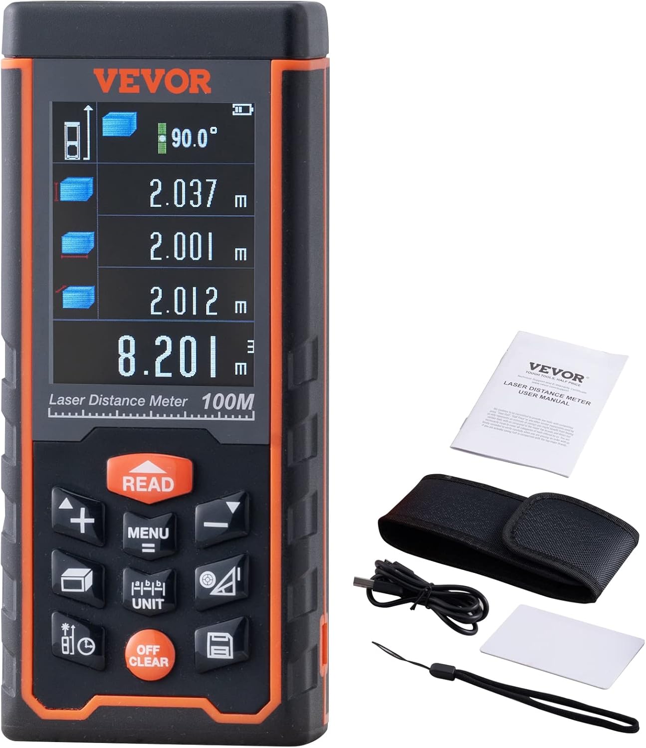 VEVOR Laser Measure, Rechargeable Laser Measurement Tool, Laser ...