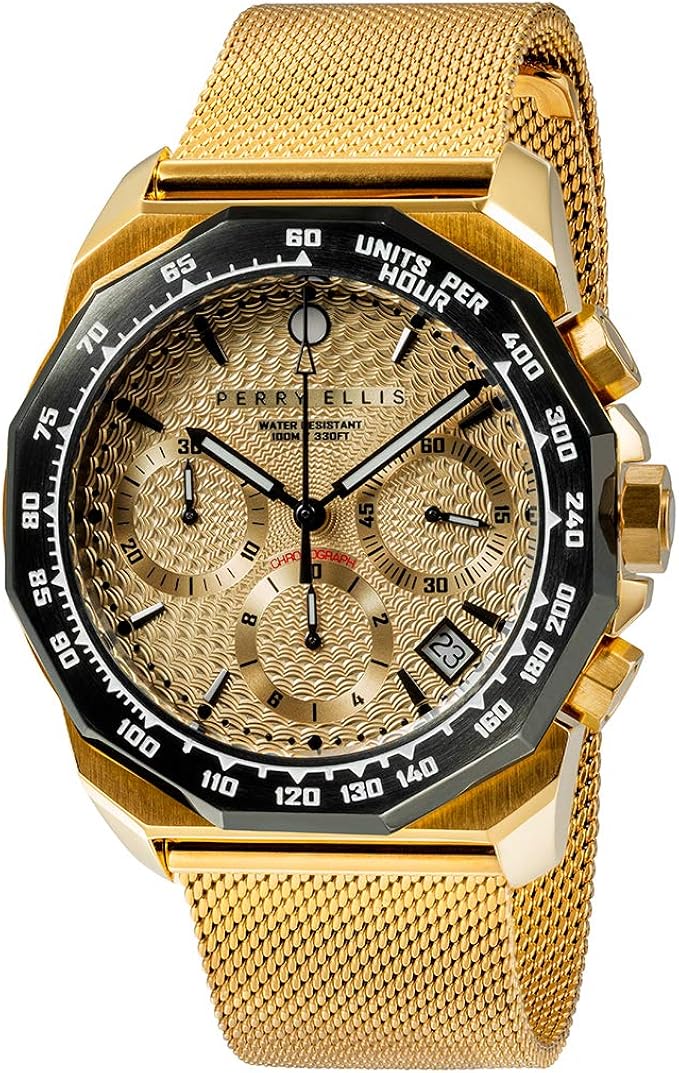 Perry Ellis Mens Watch Unisex Decagon GT 44mm Analog Quartz Watch with ...