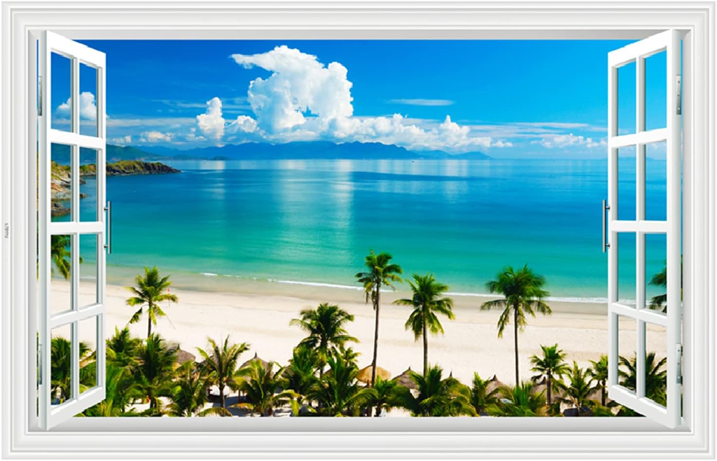 Amazon.com: Kiddale Fake Windows Wall Sticker, Removable 3D Beach ...