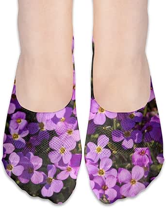 Amazon.com: Purple Flower Wallpaper Gallery Women Casual No-Show Socks ...