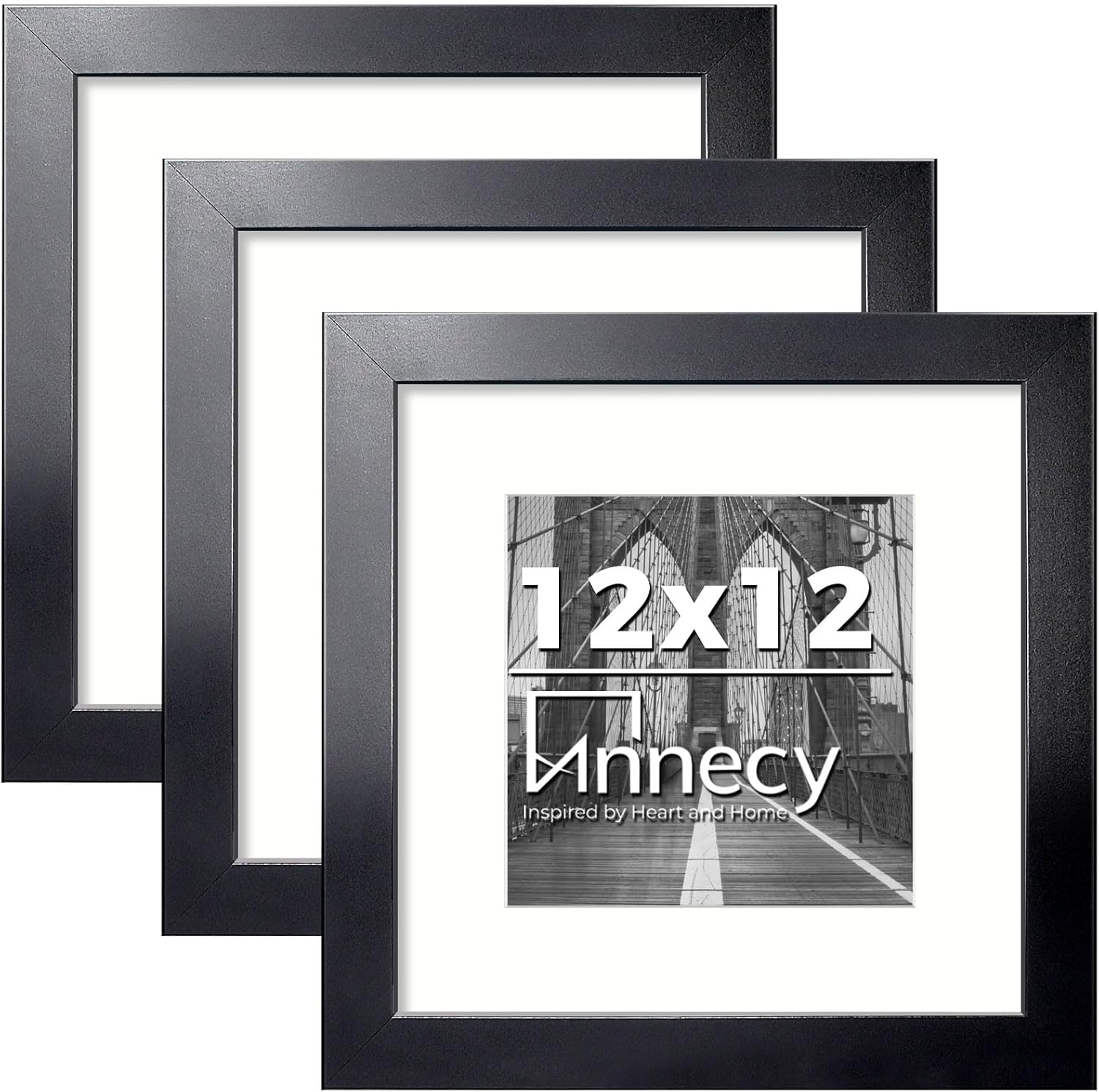 Amazon.com - Annecy 12x12 Picture Frame Set of 3, Display Pictures 8x8 ...