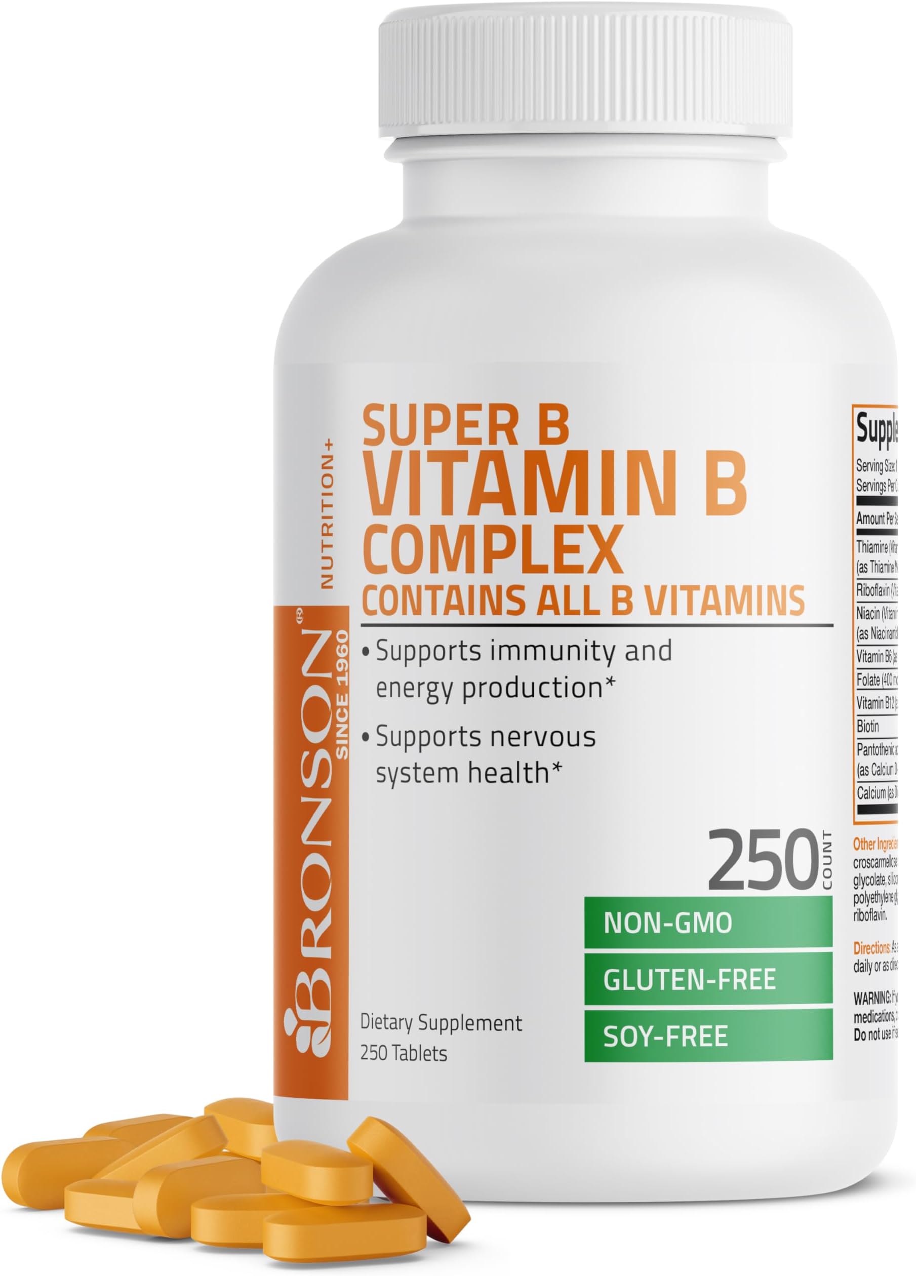 Amazon.com: Bronson Vitamin B Complex (Vitamin B1, B2, B3, B6, B9 ...