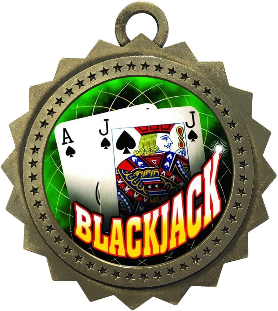 Amazon.com : Express Medals Blackjack Gold Medal Trophy Award with Neck ...