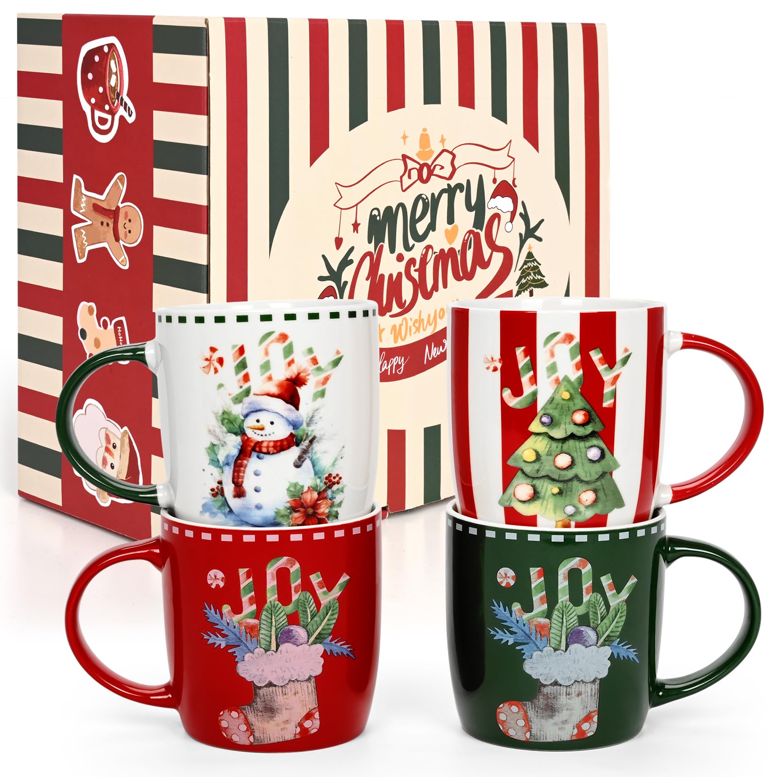 Amazon.com: Homlouue Christmas Mugs Set of 4, Christmas Coffee Mugs ...
