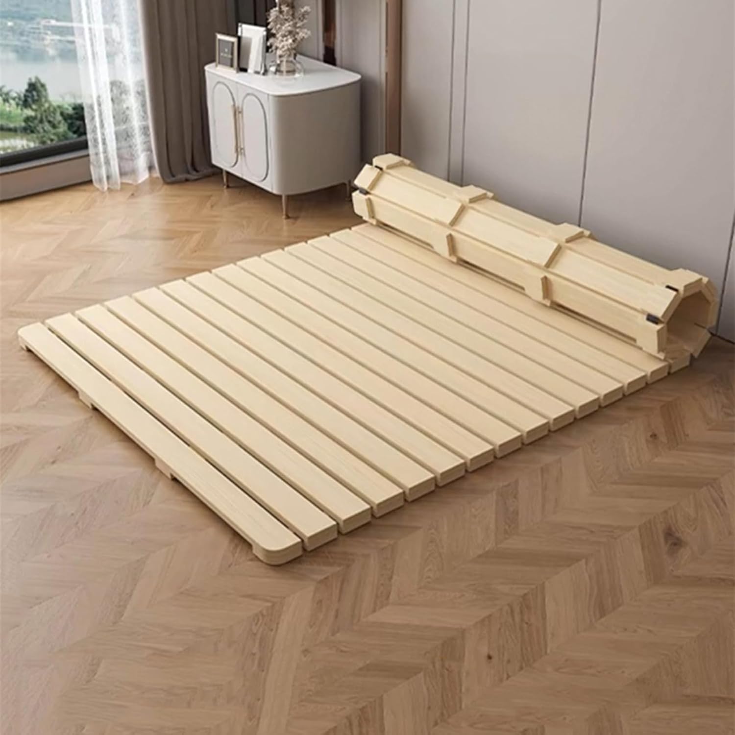 Amazon.com: EQWZUPD Low Platform Bed Frame, Solid Fir Wood Floor Bed ...