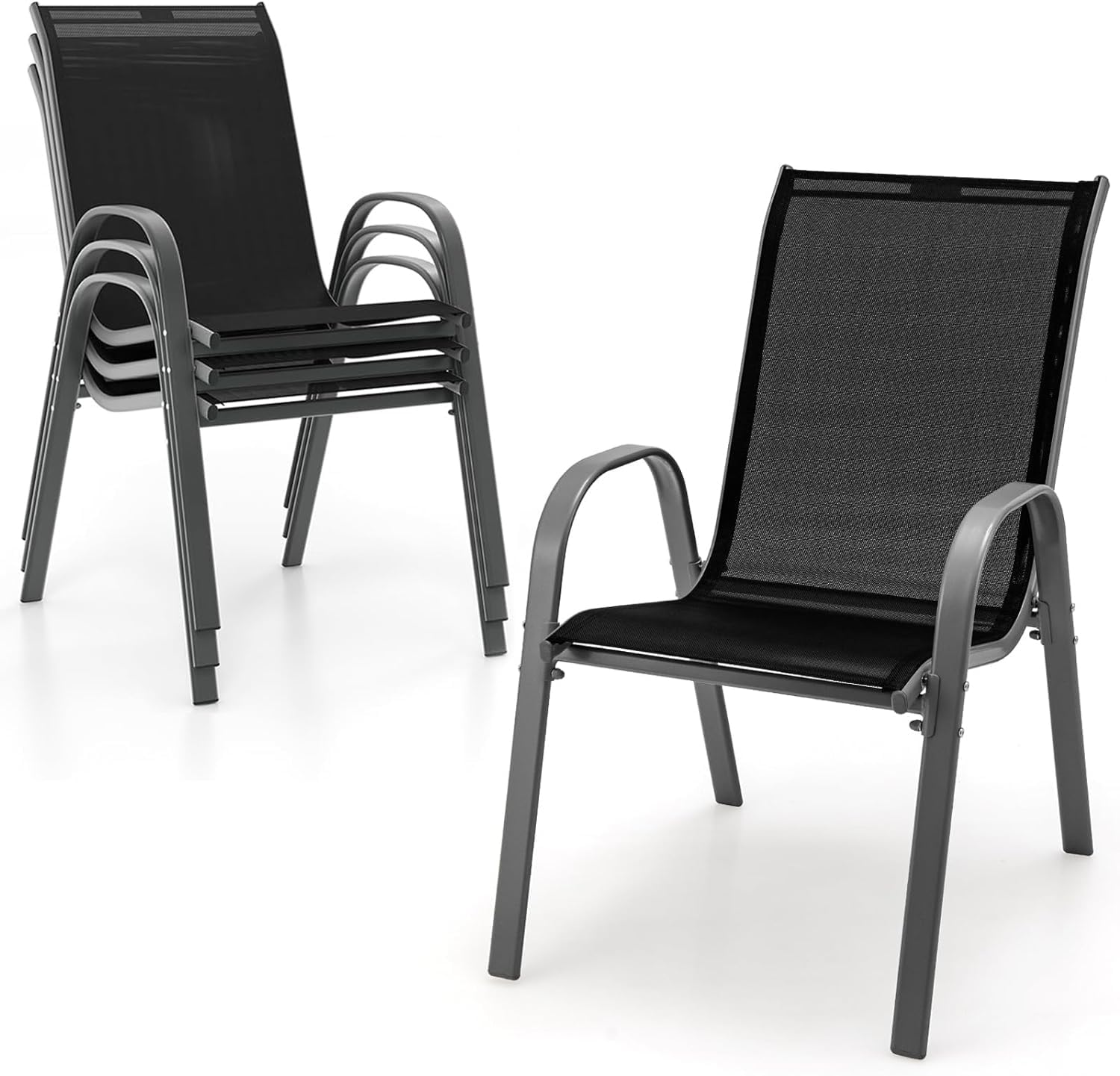 Amazon.com: Tangkula 4 Pieces Patio Dining Chairs, Outdoor Stackable ...