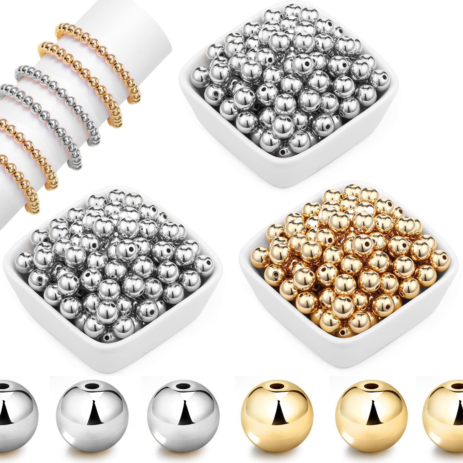 Amazon.com: Cusmation Gold and Silver Beads, 200 pcs 12 MM Gold and ...