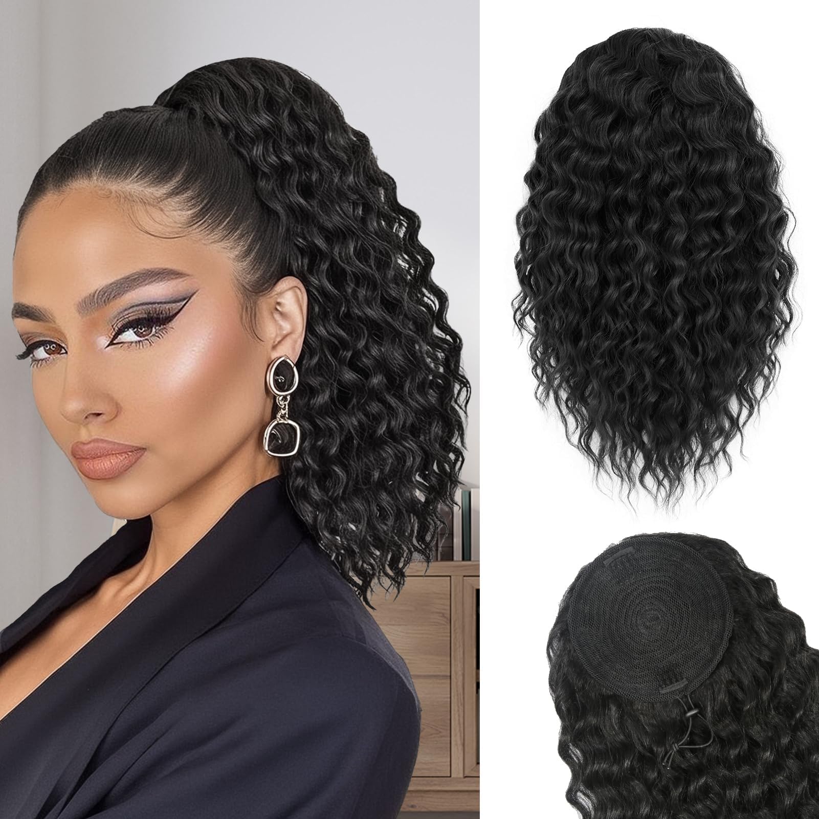 Amazon.com : Short Gray Drawstring Ponytail Loose Curly Grey Hair ...