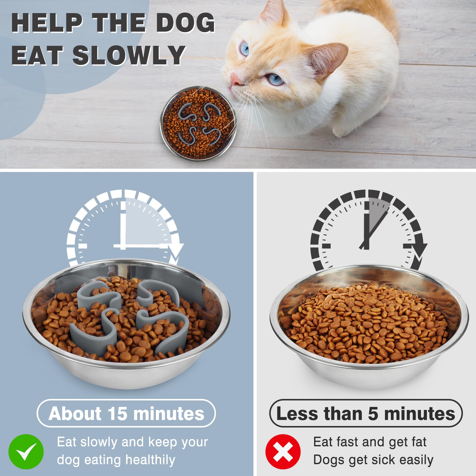 Snapklik.com : Winsee Slow Feeder Cat Bowls Insert, Dog Food Bowls ...