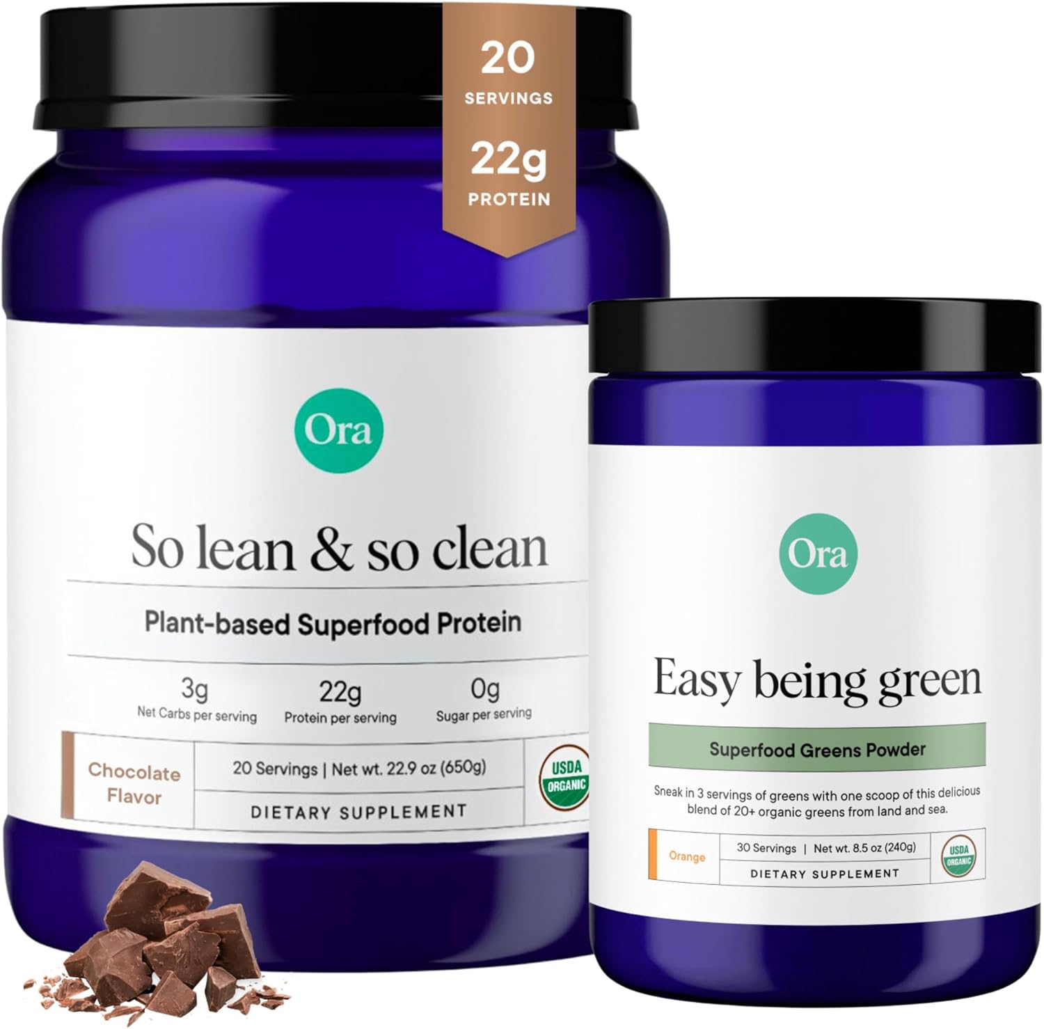 Amazon.com: Ora Organic Greens Powder & Vegan Protein Power Bundle: 20 ...