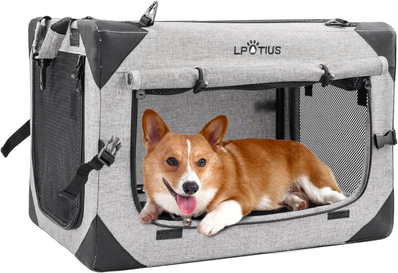 LPOTIUS Dog Crate, Pet Carrier Collapsible for Small Dogs Cats ...