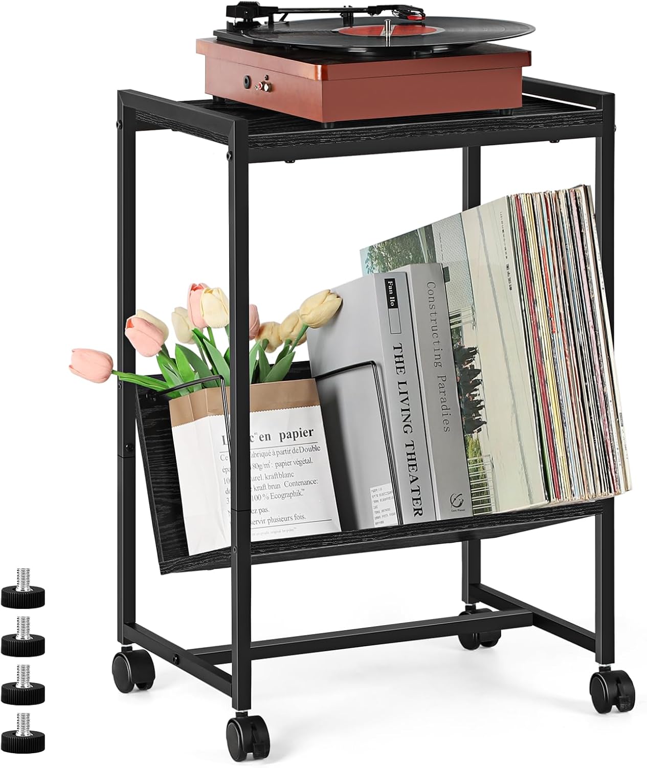 End Tables with Wheels Narrow Side Table Night Stand Storage End Table ...