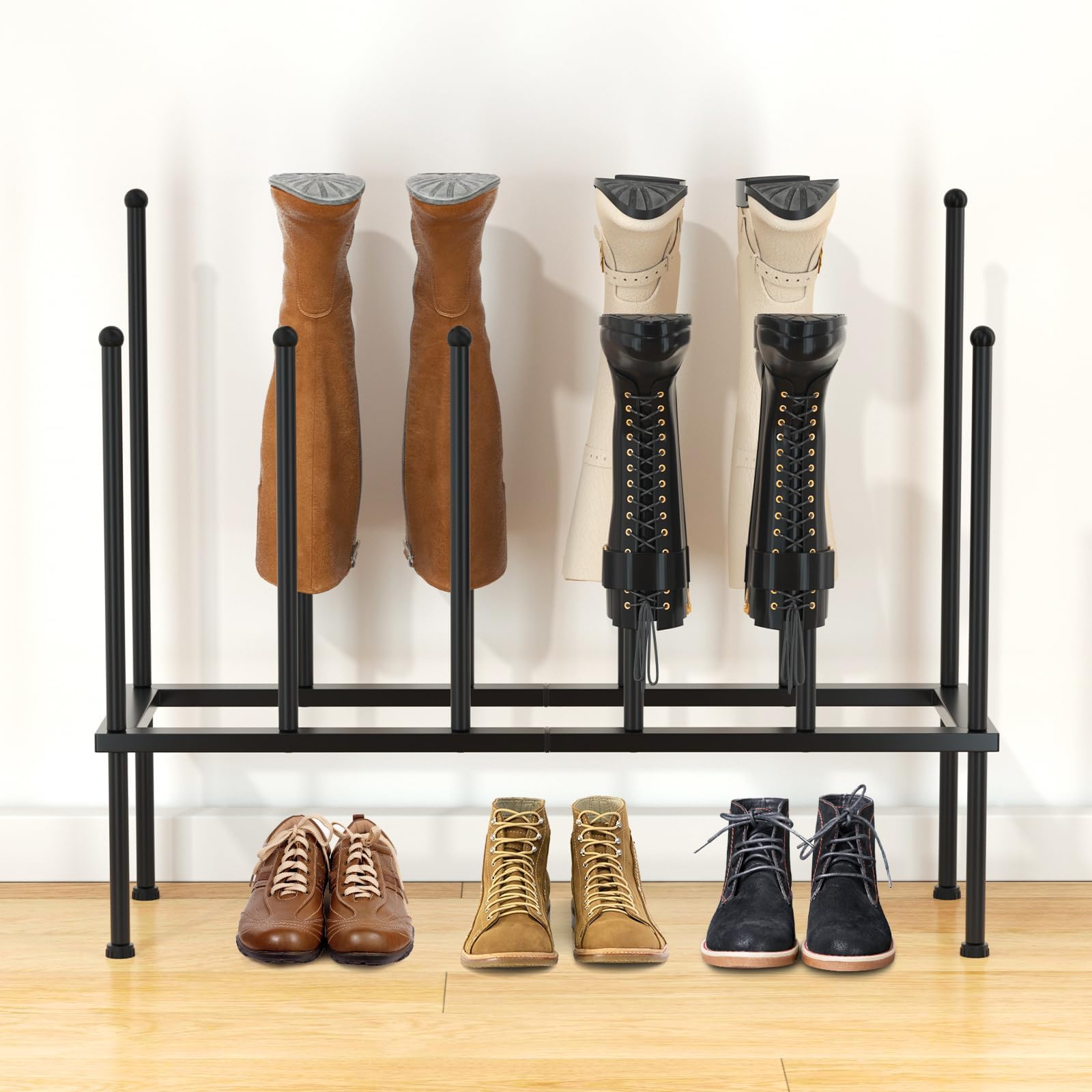 pickpiff Free Standing Shoe Racks - White Metal Boot Rack, Shoe ...