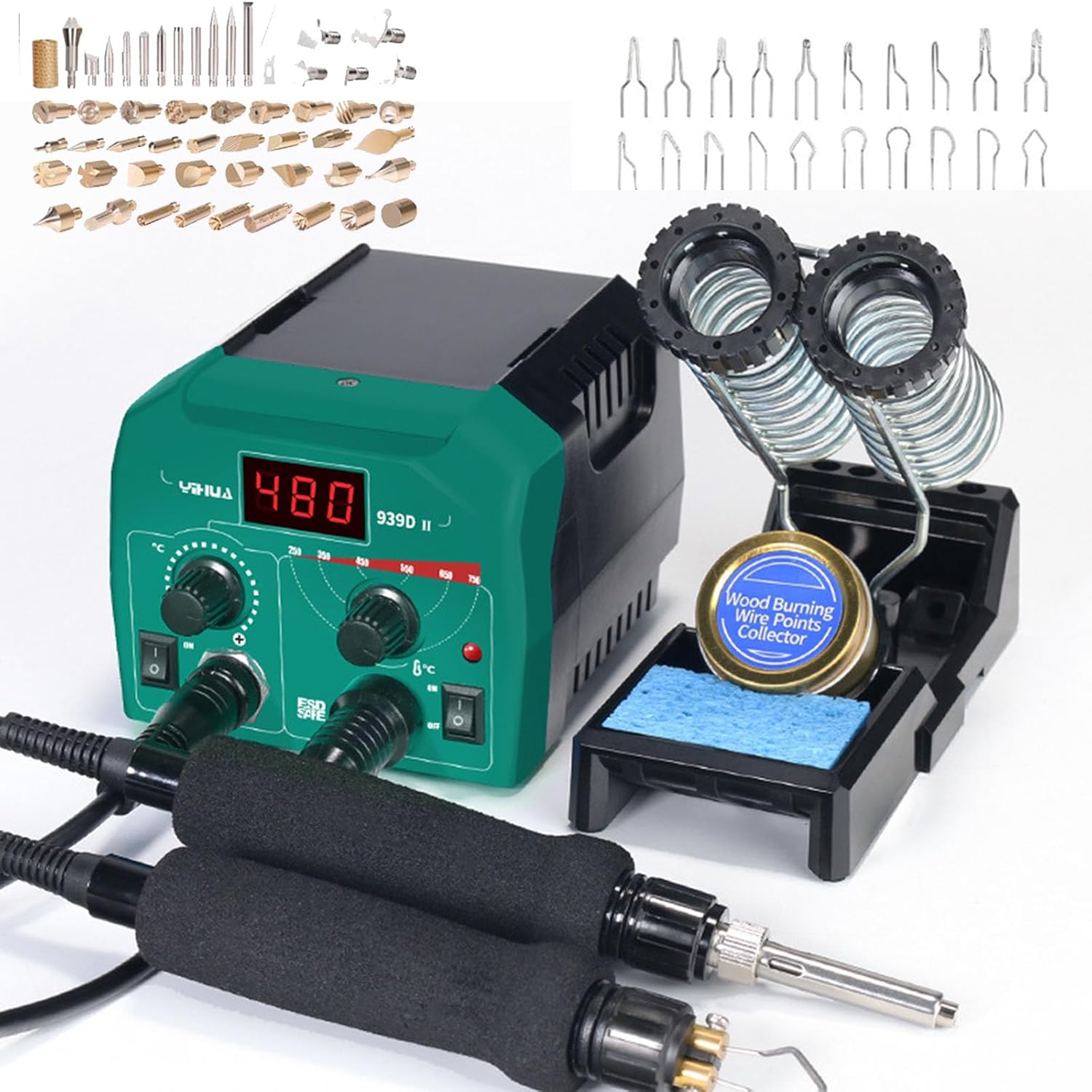 71 Piece Pyrography Pen Wood Burning Kit Station 2-in-1 Solid-Point 200 ...