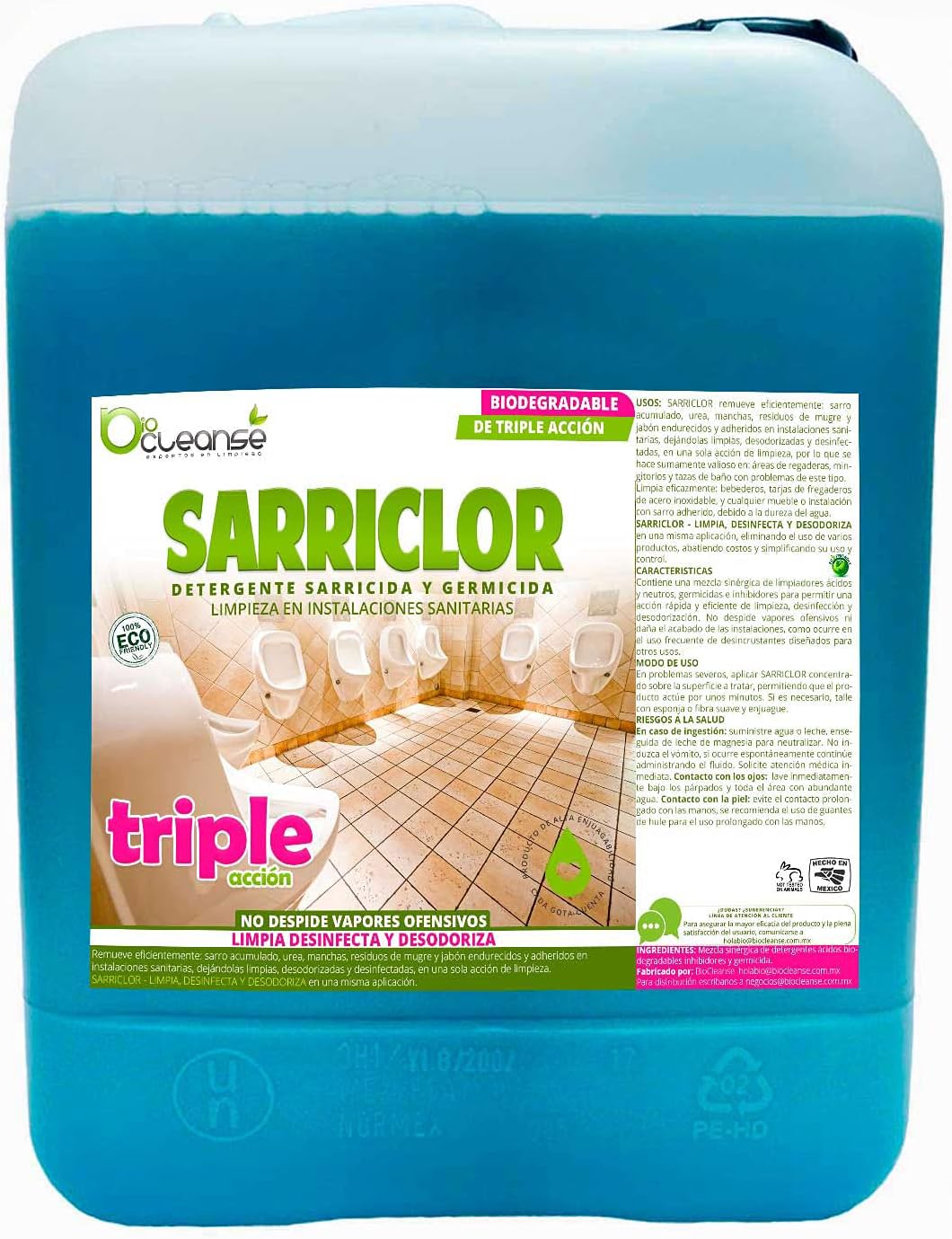 SARRICLOR 5 Lts Limpiador Sarricida Elimina Sarro y Abrillanta ...
