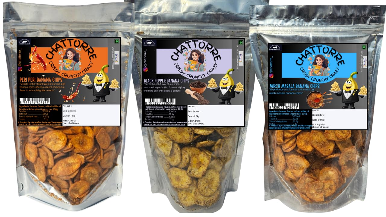 Chattorre Banana Chips | Snack Variety Pack (3 Flavors) | Black Pepper ...