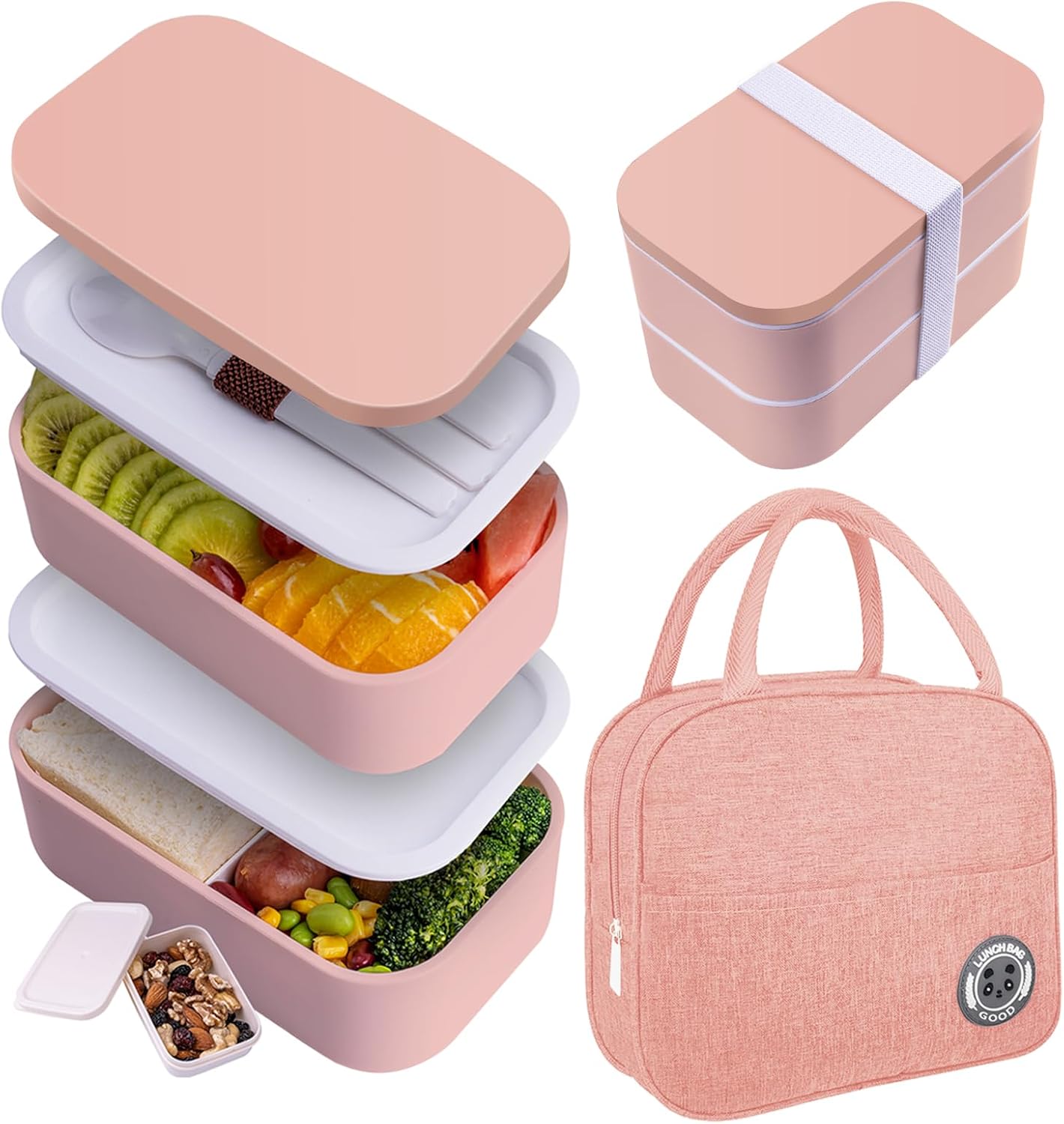 Bento Box with Lunch Bag Microwavable All-in-One Meal Prep Compartment ...
