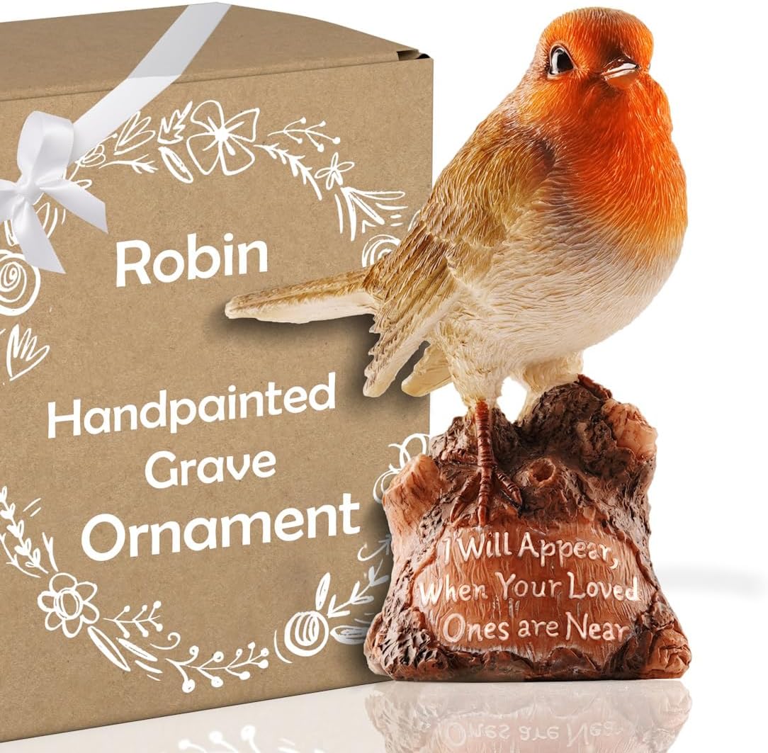 Sadly Missed Robin Bird Memorial Graveside Stone Plaque Ornament ...