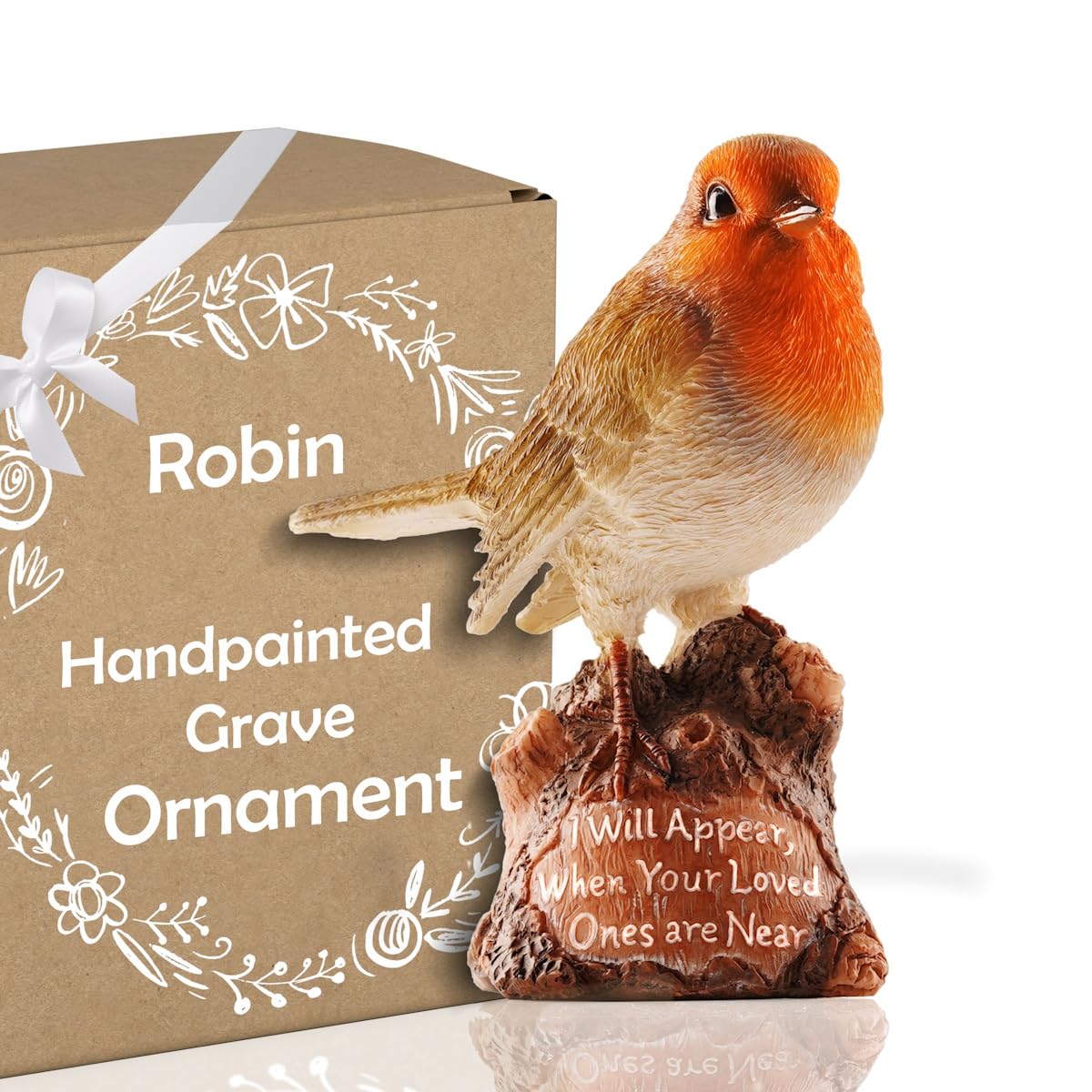 Muldale Robin Ornament for Graveside - 14cm Red Robin Decoration for ...