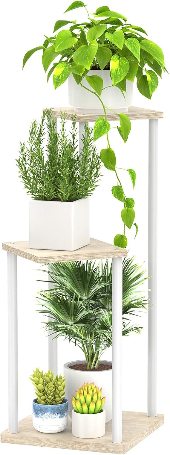 Amazon.com: Oppro 3 Tier Plant Stand Indoor Outdoor, Metal Wood Tiered ...