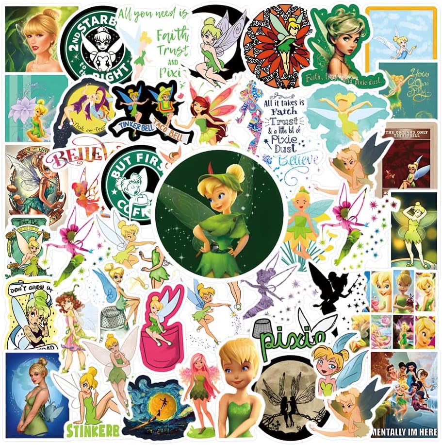 Amazon.com: 60Pcs Tinkerbell Stickers Pack, Education Cute Cartoon ...