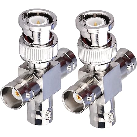 Amazon.com: BNC Splitter, 2-Pack BNC Male to Dual Female Coax Adapter Connector, 3 Way T Type ...