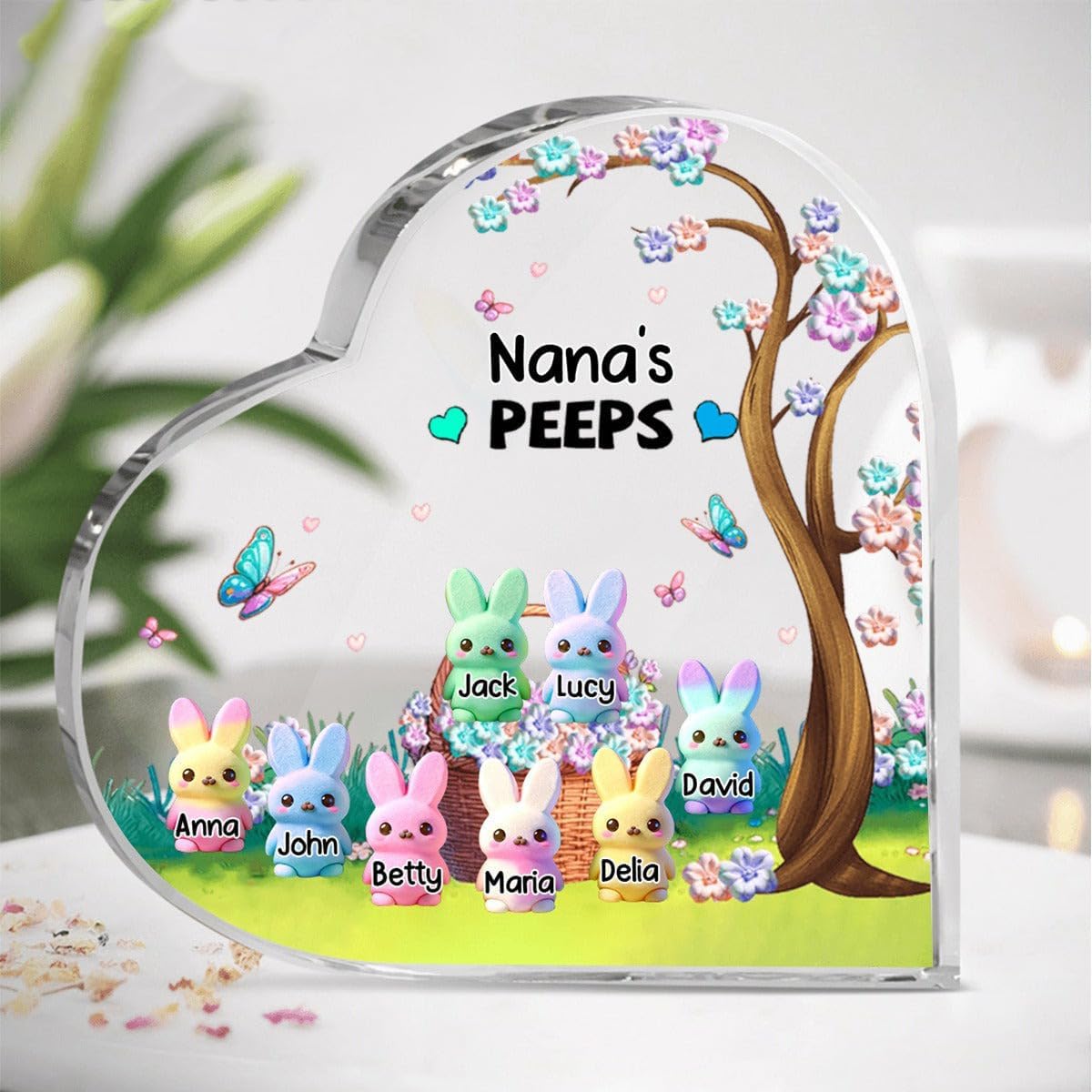 Amazon.com: Custom Heart Shaped Acrylic Grandma Easter Decor, Bunnys ...
