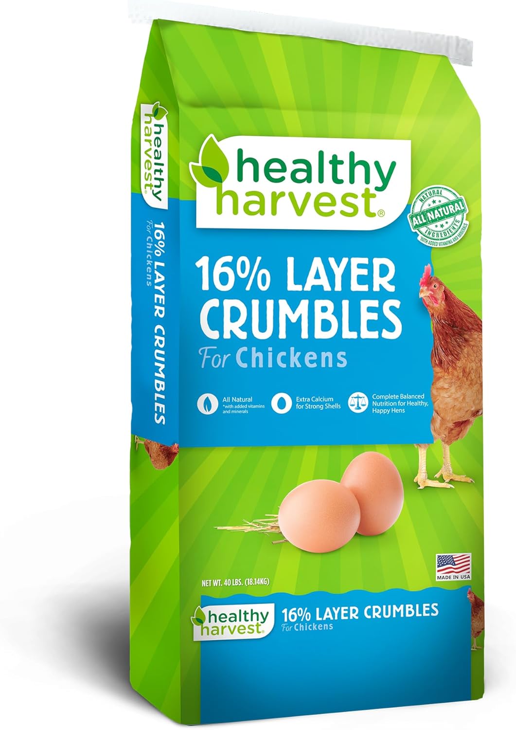 Amazon.com : Healthy Harvest All Natural 16% Layer Crumble Food for ...