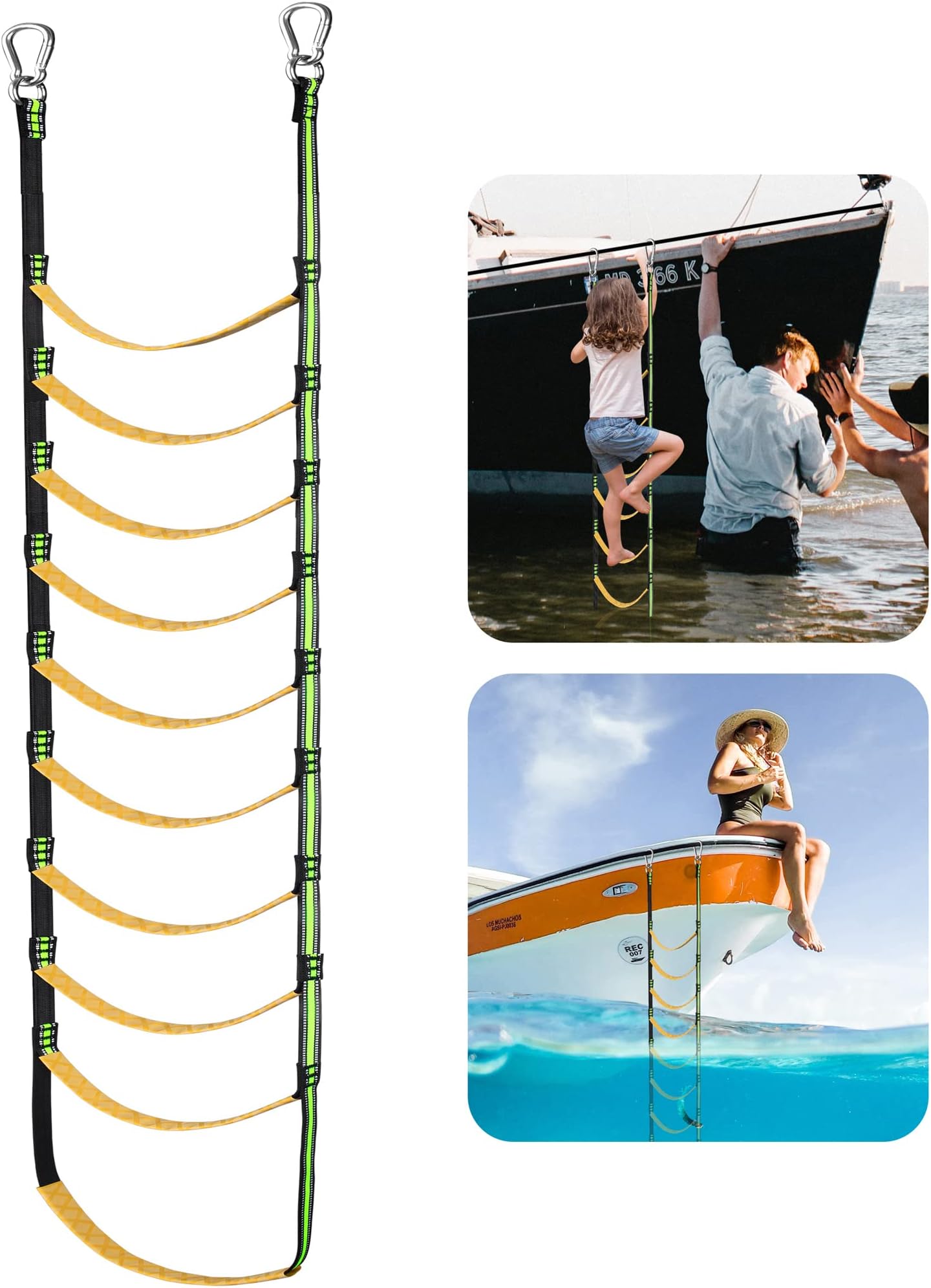 Amazon.com: Marinexplore Boat Ladder,3 Step Portable Boat Rope Ladder ...