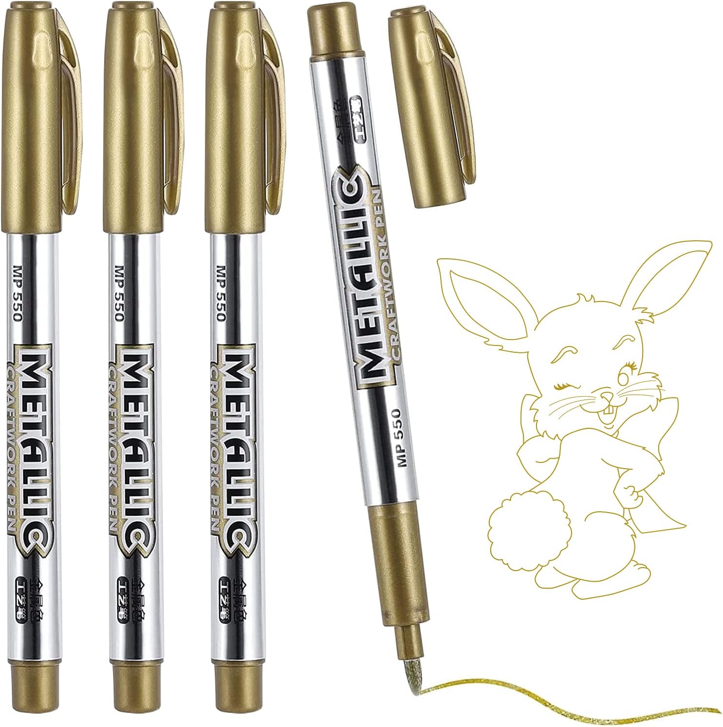 4 Pcs Gold Metallic Pens Gold Metallic Markers, Gold Pens Metallic ...