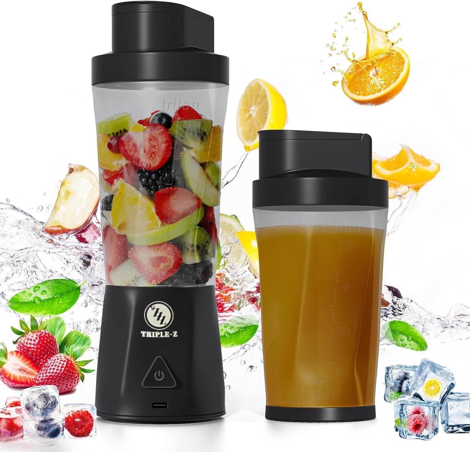 Amazon.com: TRIPLE-Z Portable Blender, 24oz Vessel Bottle, Personal ...