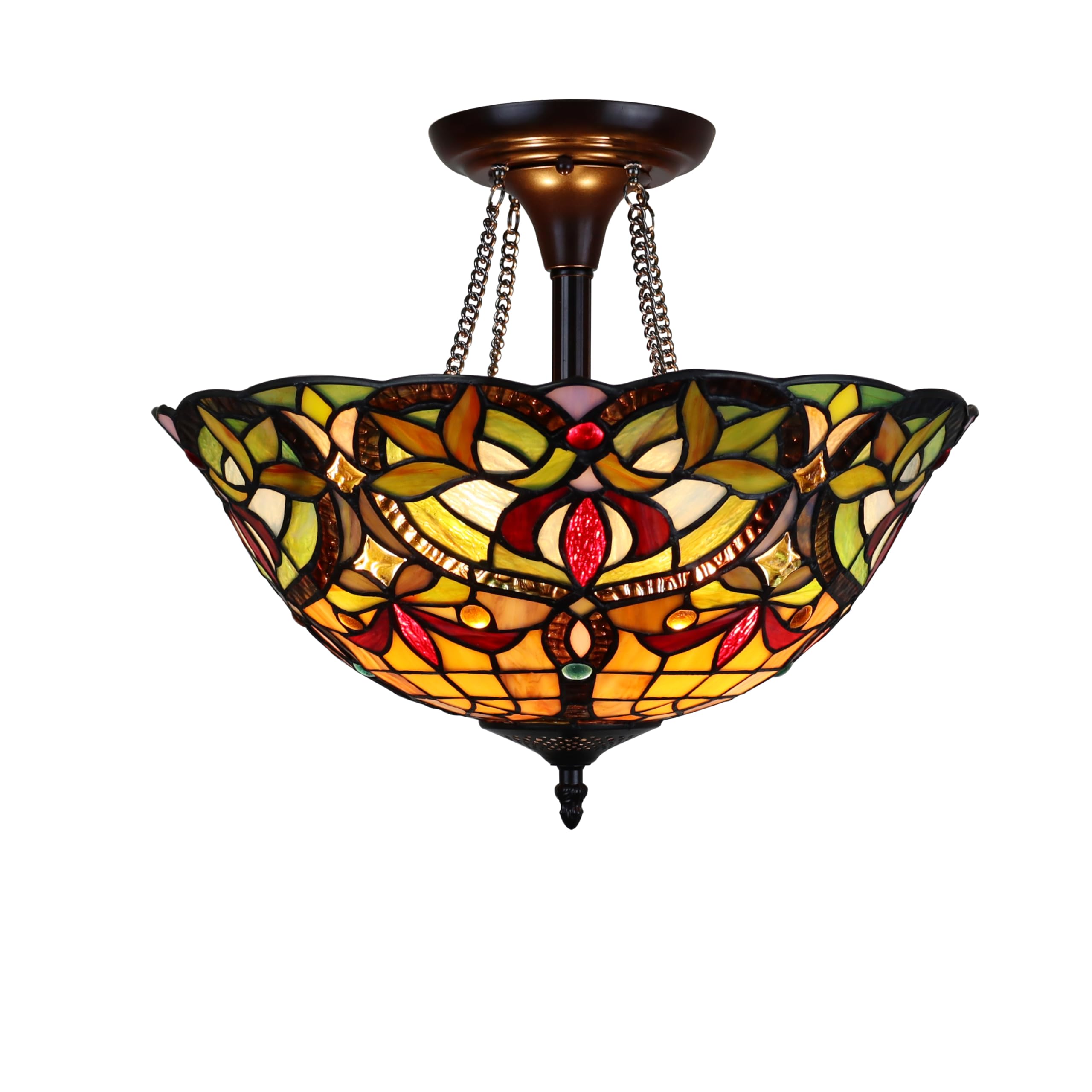 Chloe Lighting Bertram Tiffany-Style 2 Light Victorian Semi-Flush Pendant 16" Shade - Amazon.com