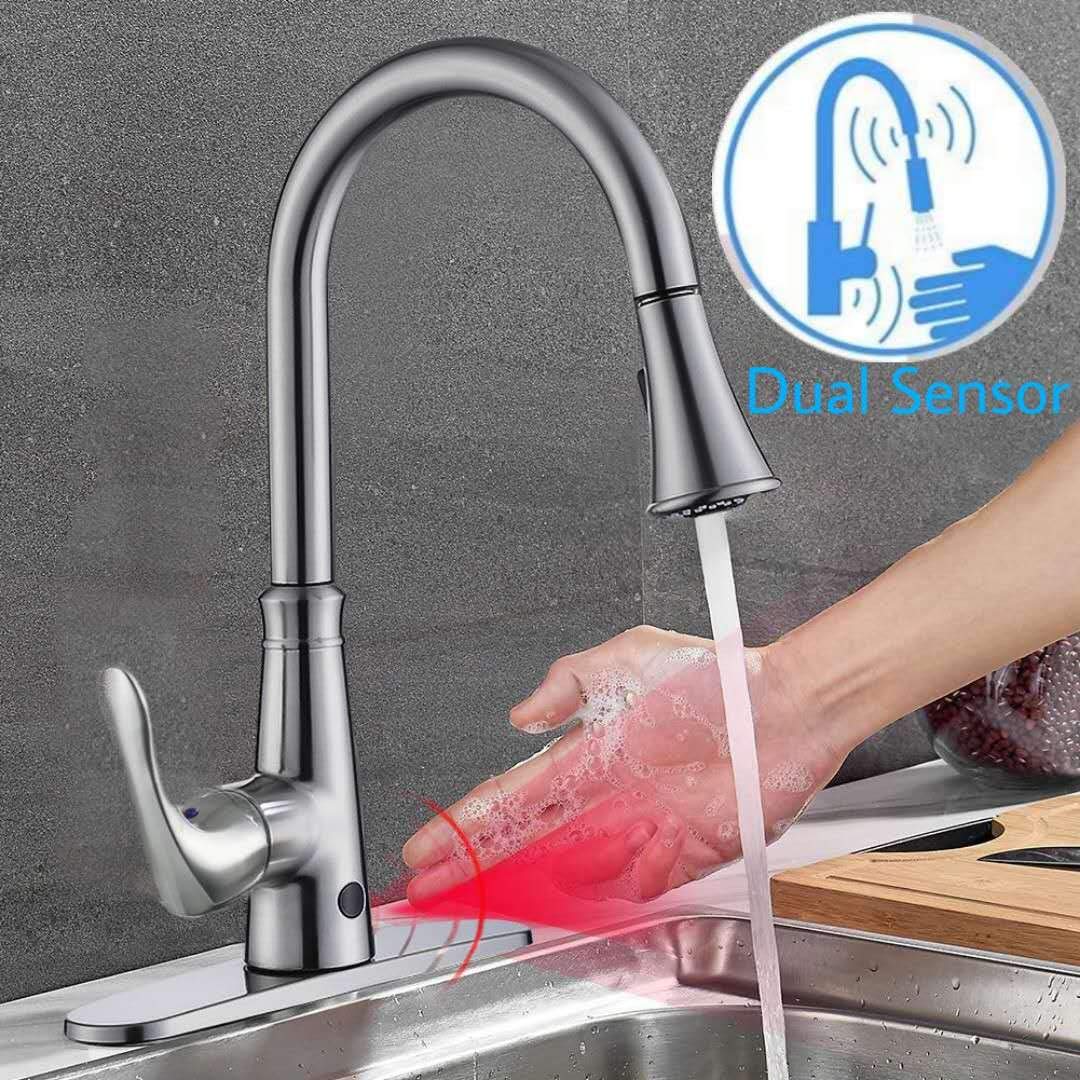 (incomplete ) Kitchen Faucet with Pull Down Spray Head, Two Sensors ...