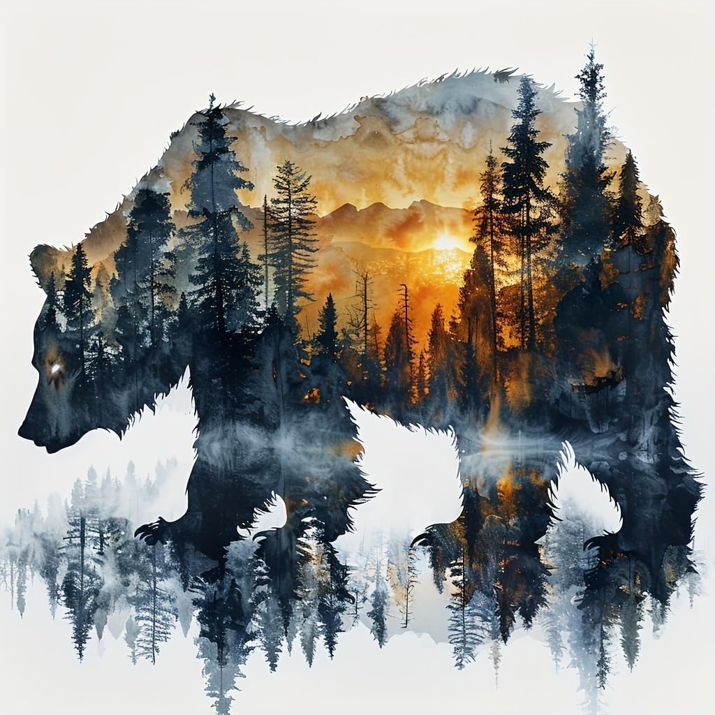 Amazon.com: Paint by Numbers for Adults Forest Bear Paint by Numbers ...