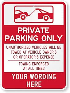 Amazon.com: SmartSign Large Custom Private Parking Only Sign - 18 x 24 ...