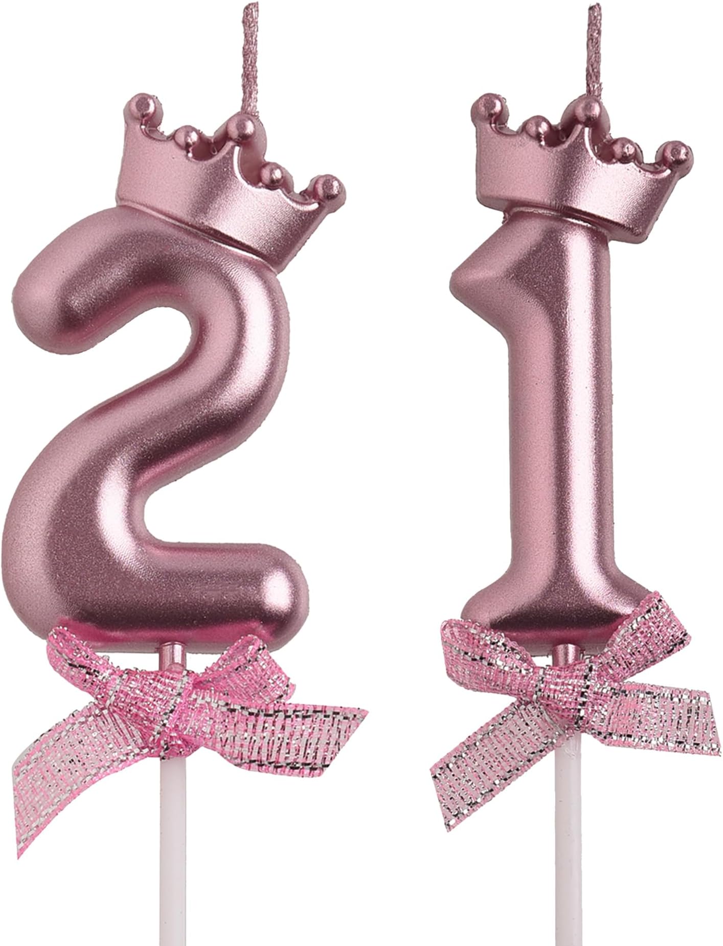Amazon.com: AOOLADA 21st Birthday Candles, Rose Gold 21 Year Old Number ...