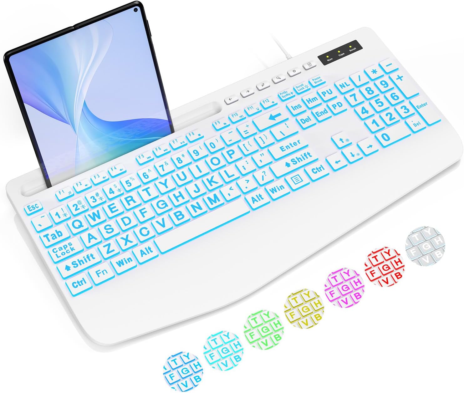 Amazon.com: SABLUTE Large Print Backlit Computer Keyboards, Wired ...